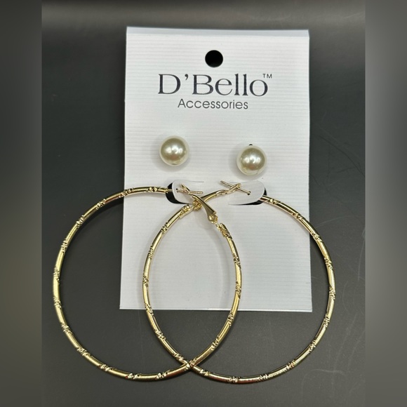 D’Bello | Jewelry | New Dbello Pearly Studs And Hoop Set | Poshmark